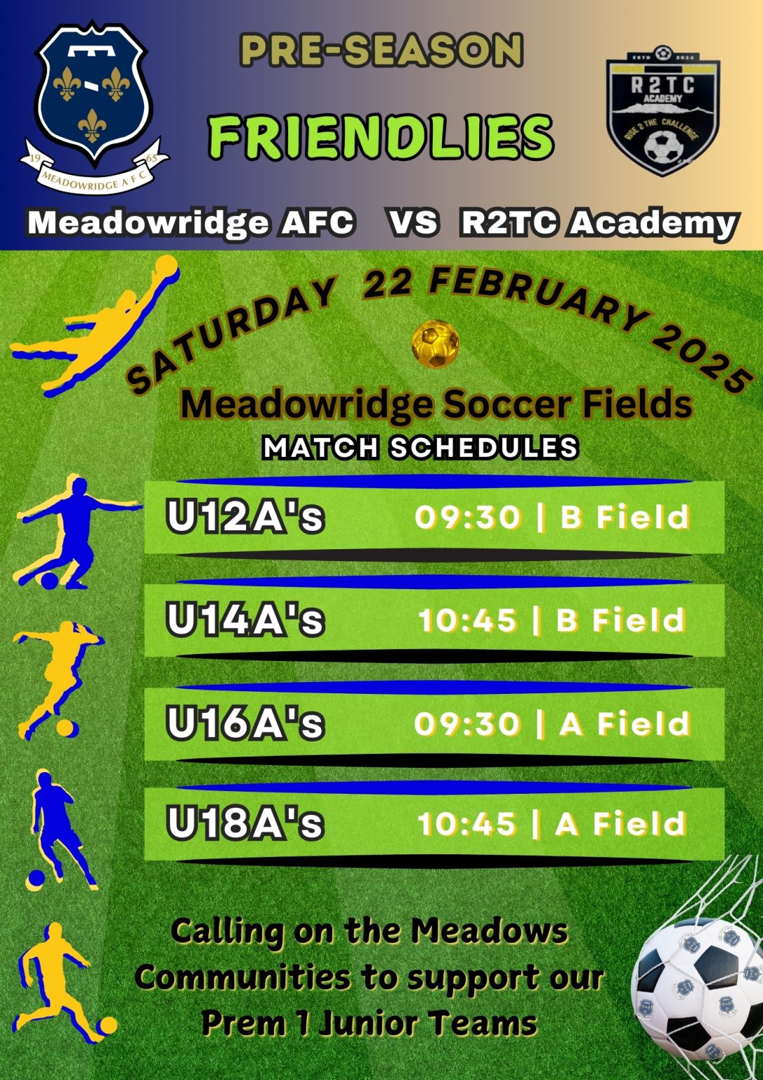 Weekend Friendly Matches (22 February 2025) | Meadowridge Association ...